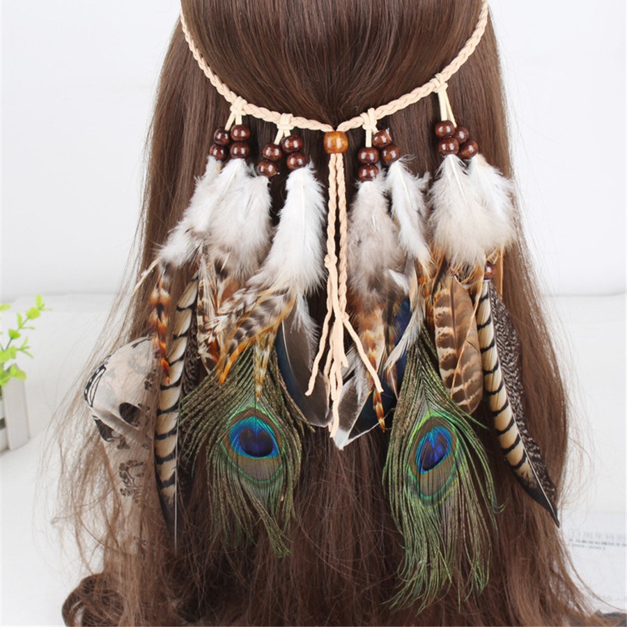 Haimeikang Fashion Bohemia Style Weave Rope Feather Headband Pendant ...
