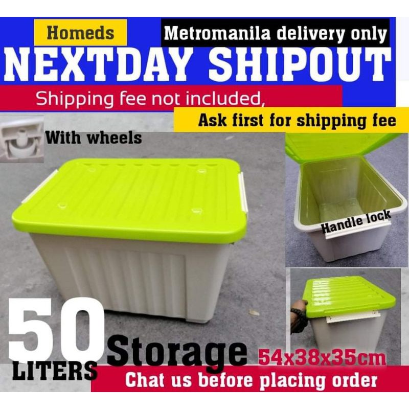 50L storage box with wheels metromanila ES | Shopee Philippines