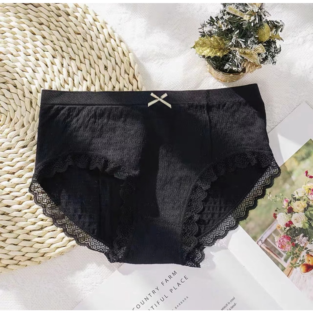 SF Plus Size Seamless Cherish Panty Antibacterial Panties Cheries Panty Bubble Mid-wais panties ...