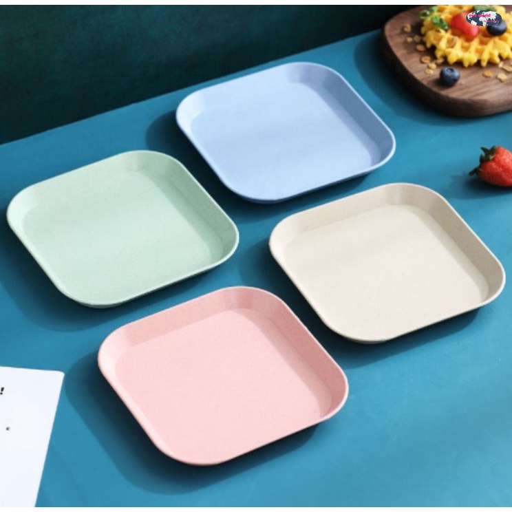 OW Wheat Straw Square Plate Disk Dessert Plate Fruit Plastic Food Tray ...