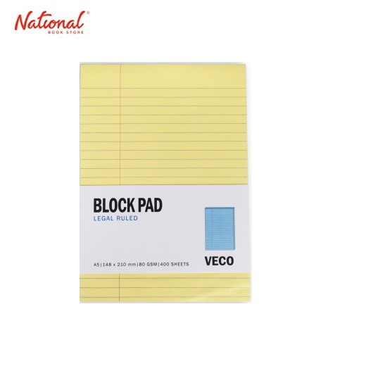 Veco Block Pad Yellow A5 400 Sheets Paper National Book Store | Shopee ...