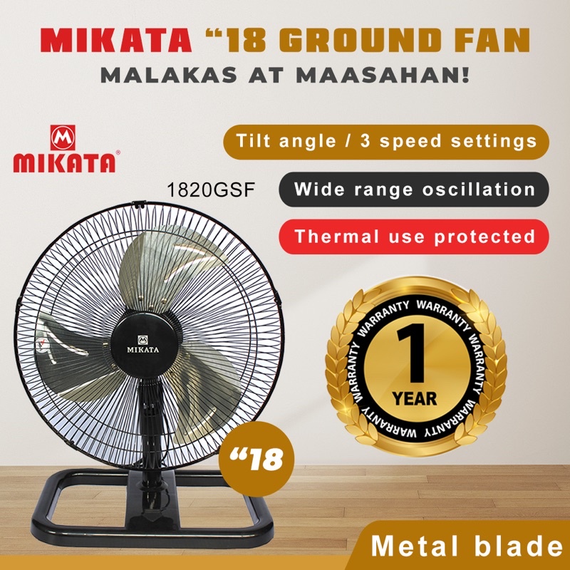 Mikata Industrial Ground Fan 18 inches 3 Blade Metal Blades 1820 GFS ...