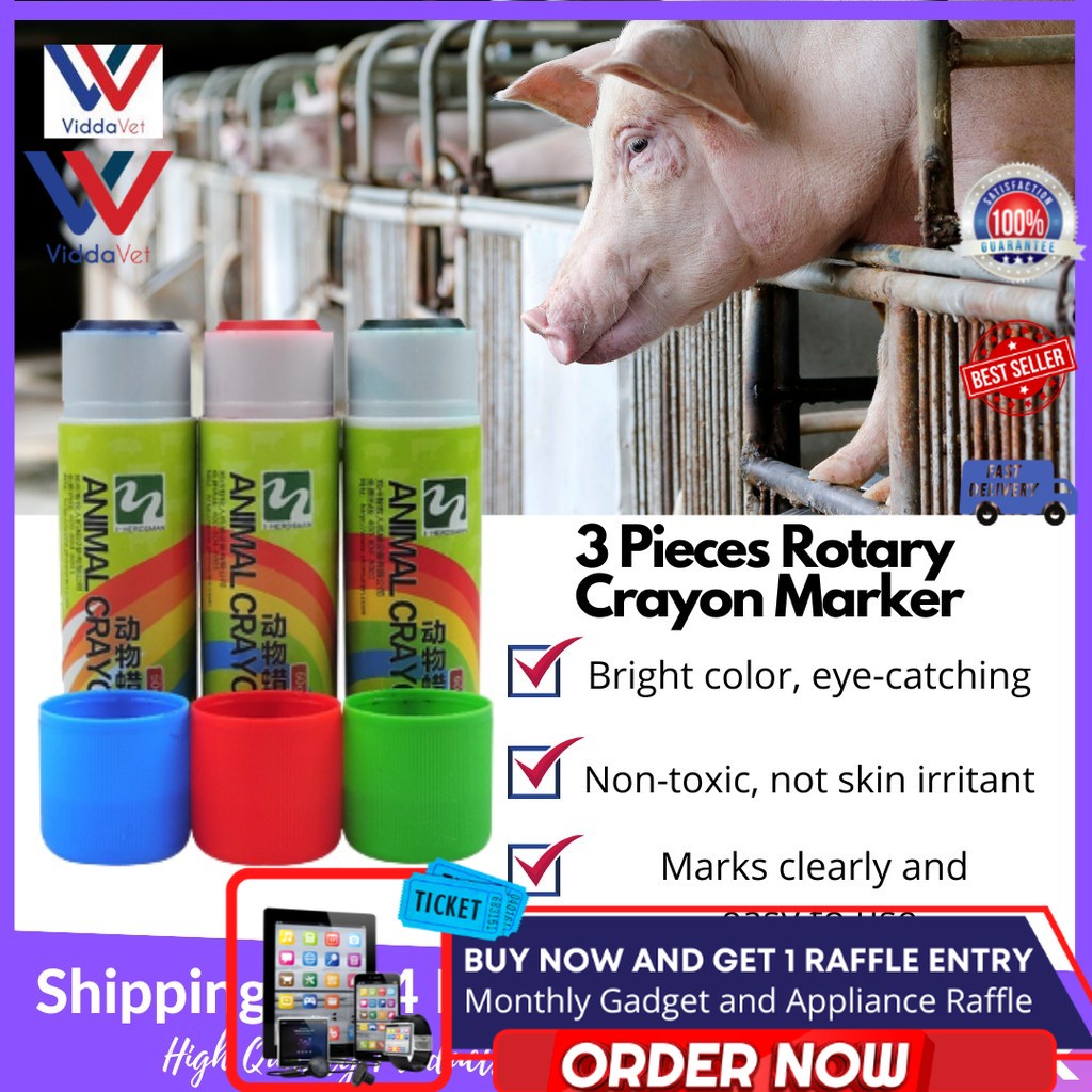 3PCS Assorted Animal Crayon Markers for Pigs & marking pen for pig ...
