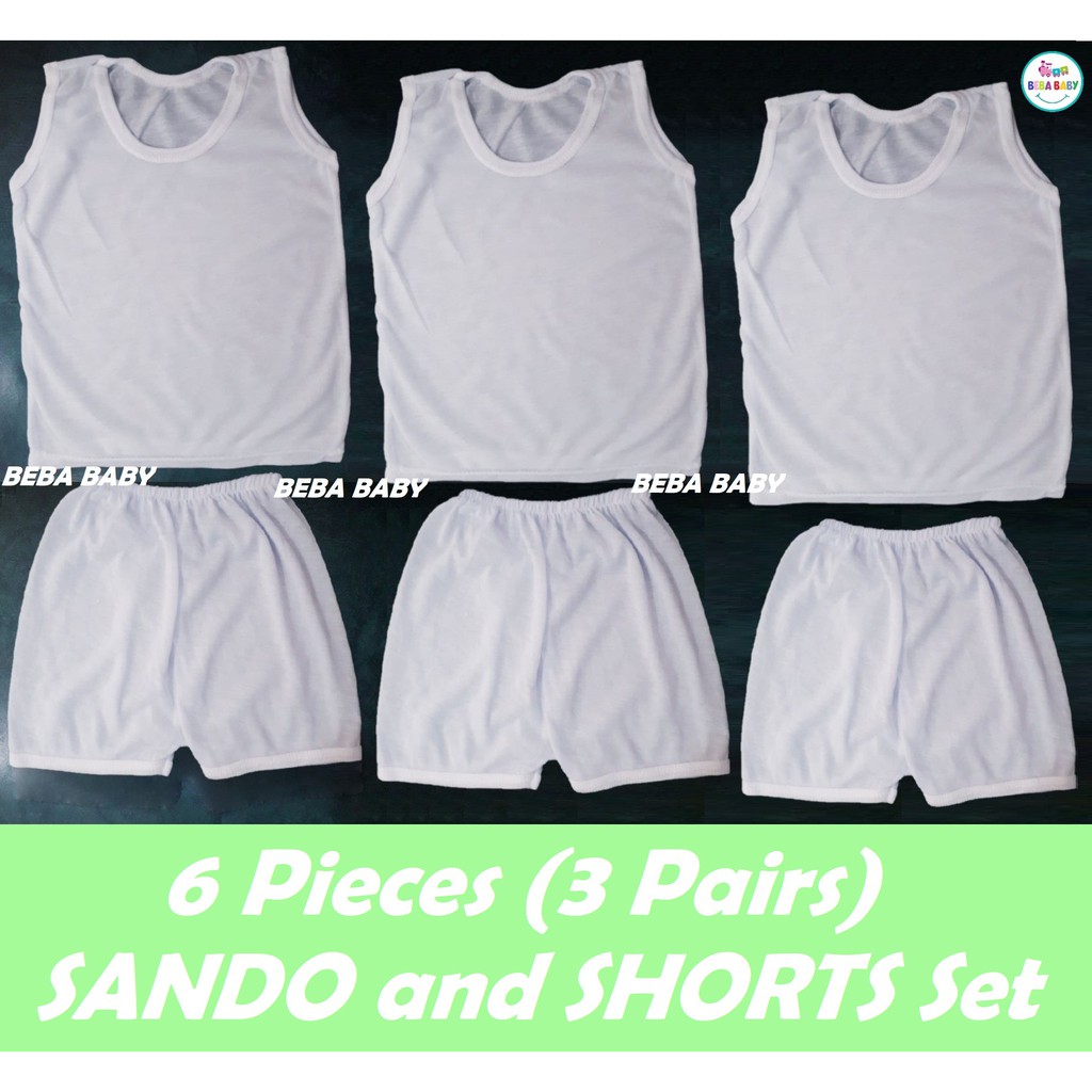 Newborn Sando Shorts Pajamas Infant White Bargain Terno 0-3 months ...