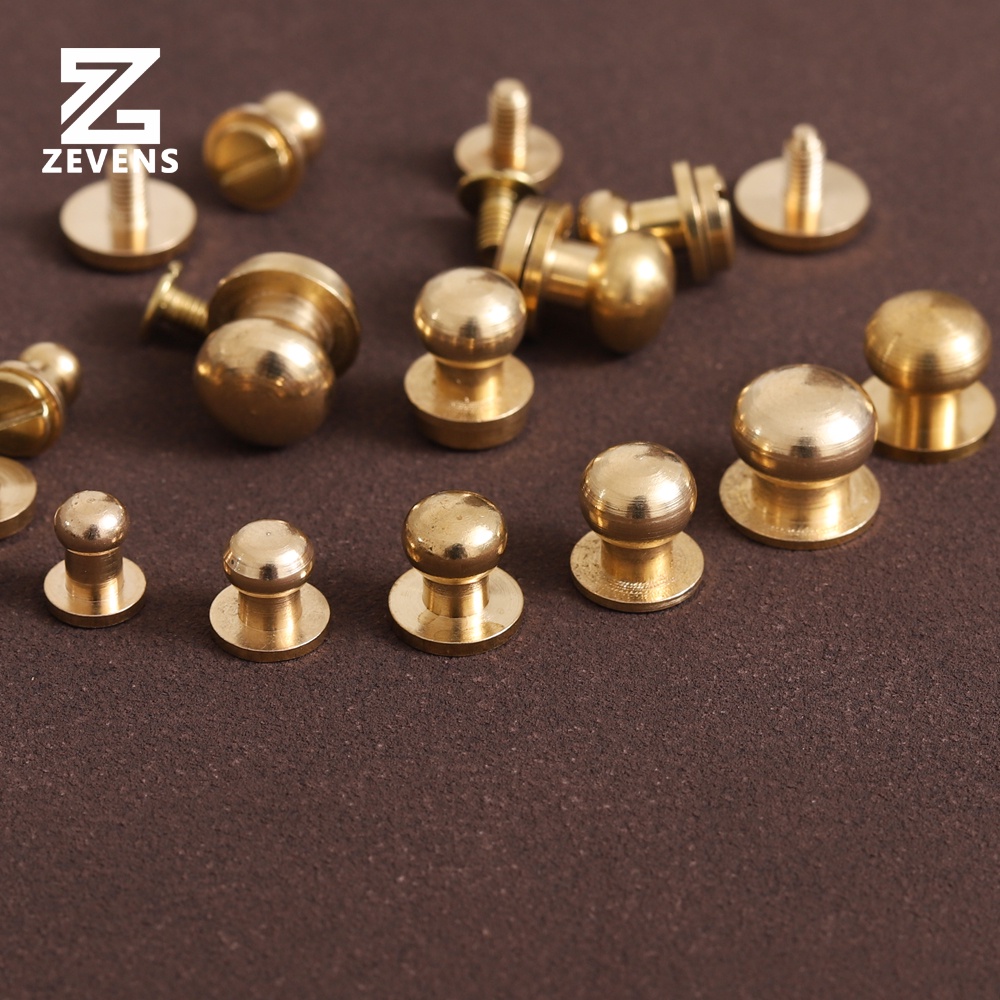Brass Monk head Round Head Studs Stud Nipple Rivets Button Screw back for Leather Crafting DIY ...