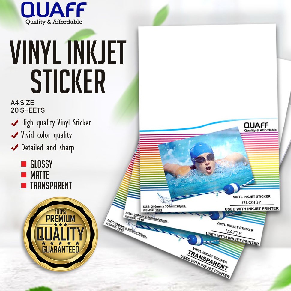 Quaff Inkjet Vinyl Sticker Sold per PACK | Shopee Philippines