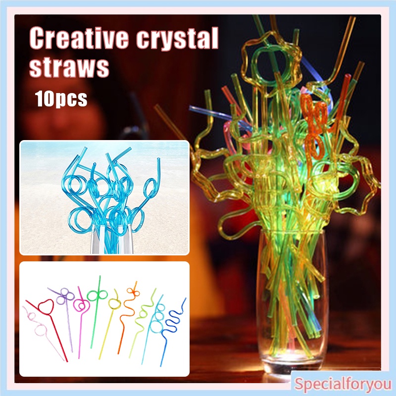 10 PCS Crazy Loop Straws Reusable Party Favors Drinking Suckers ...