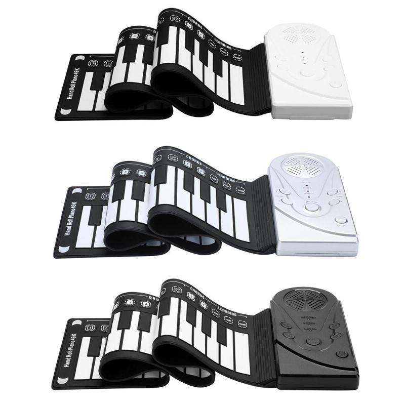 Portable 49-Key Flexible Silicone Roll Up Piano Folding Electronic Keyboard for Children Student ...