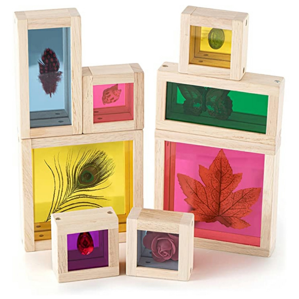 Wooden Mirror Treasure Blocks for Sensory Play | Shopee Philippines