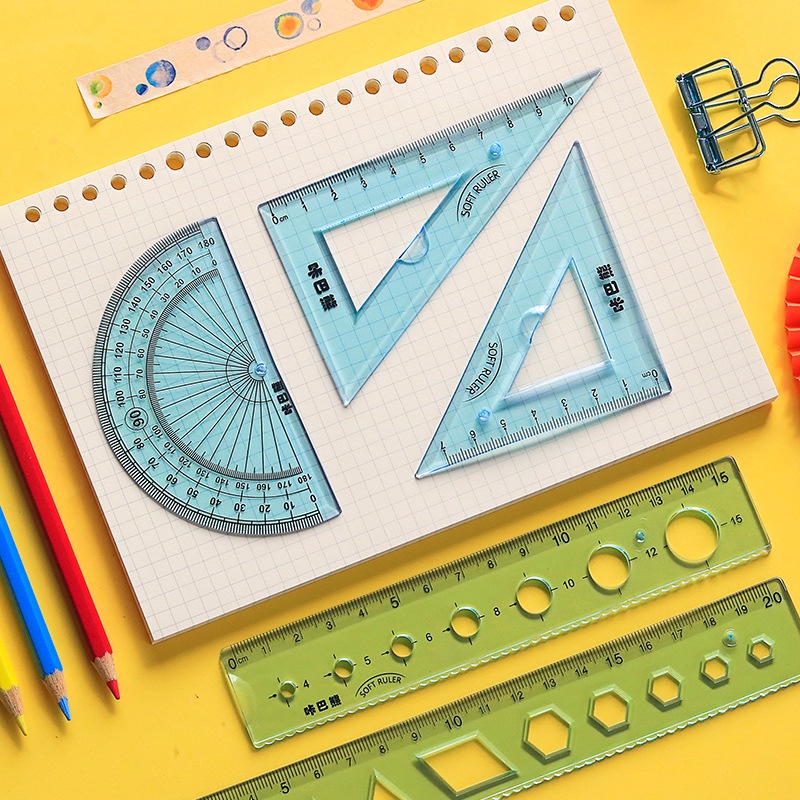 Penlab 4pcs Soft Ruler Suit 15cm 20cm Flexible Clear Scale Straight ...