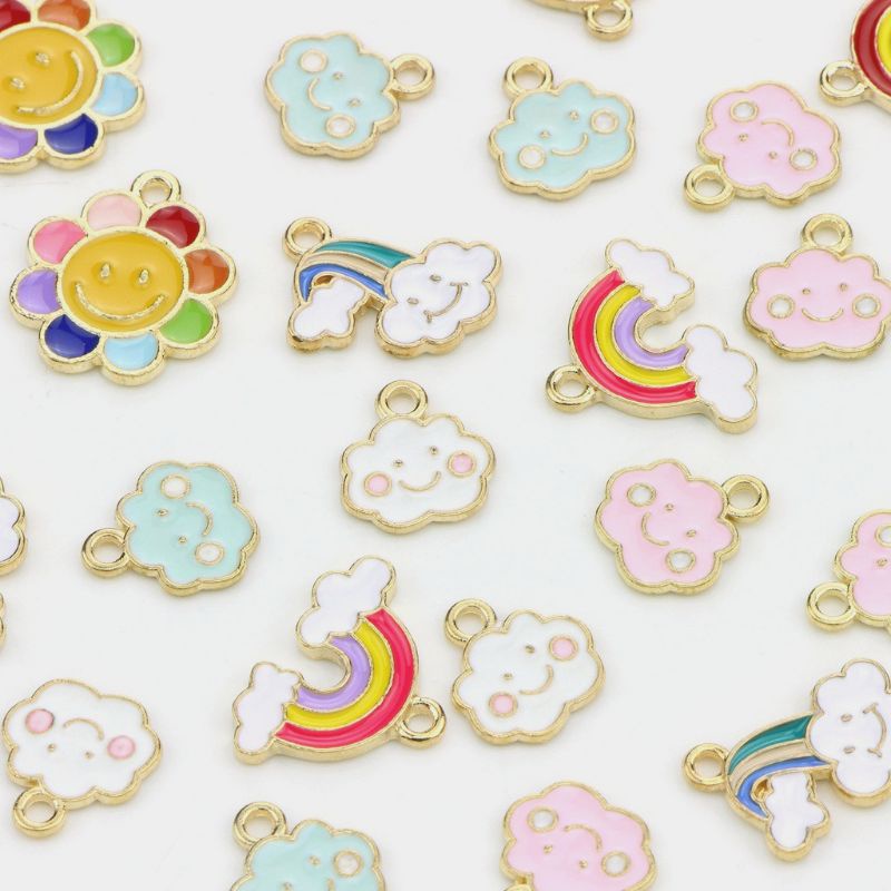 Pendant Cute Cloud Rainbow Flower Alloy Charms for DIY Jewelry | Shopee ...