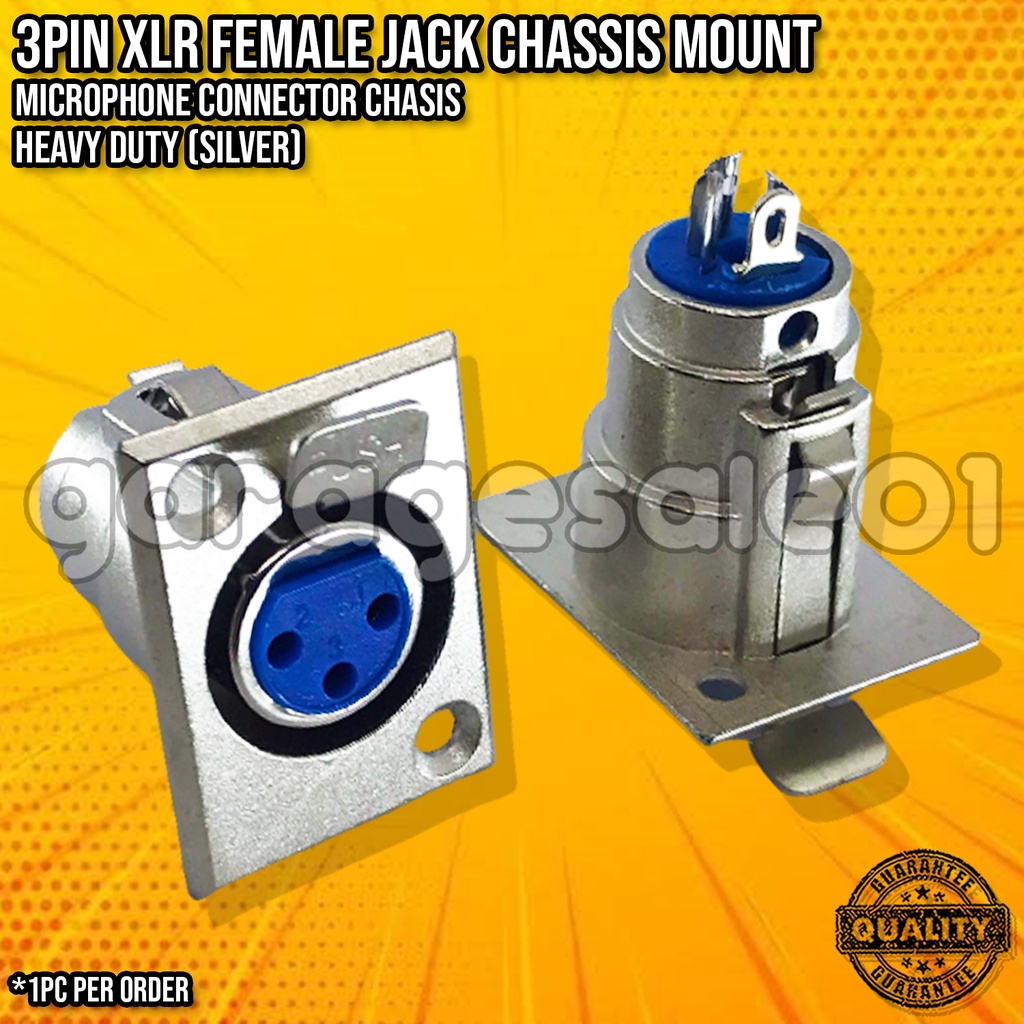 XLR 3-Pin Female Jack Chassis Panel Mount Mic Connector Silver Heavy ...