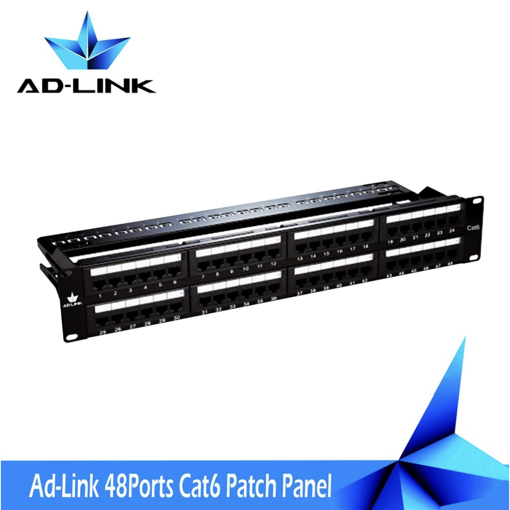 Ad-Link Patch Panel CAT6 48-Port Fully Loaded 19" 2Ru (AD-PP06-48 ...