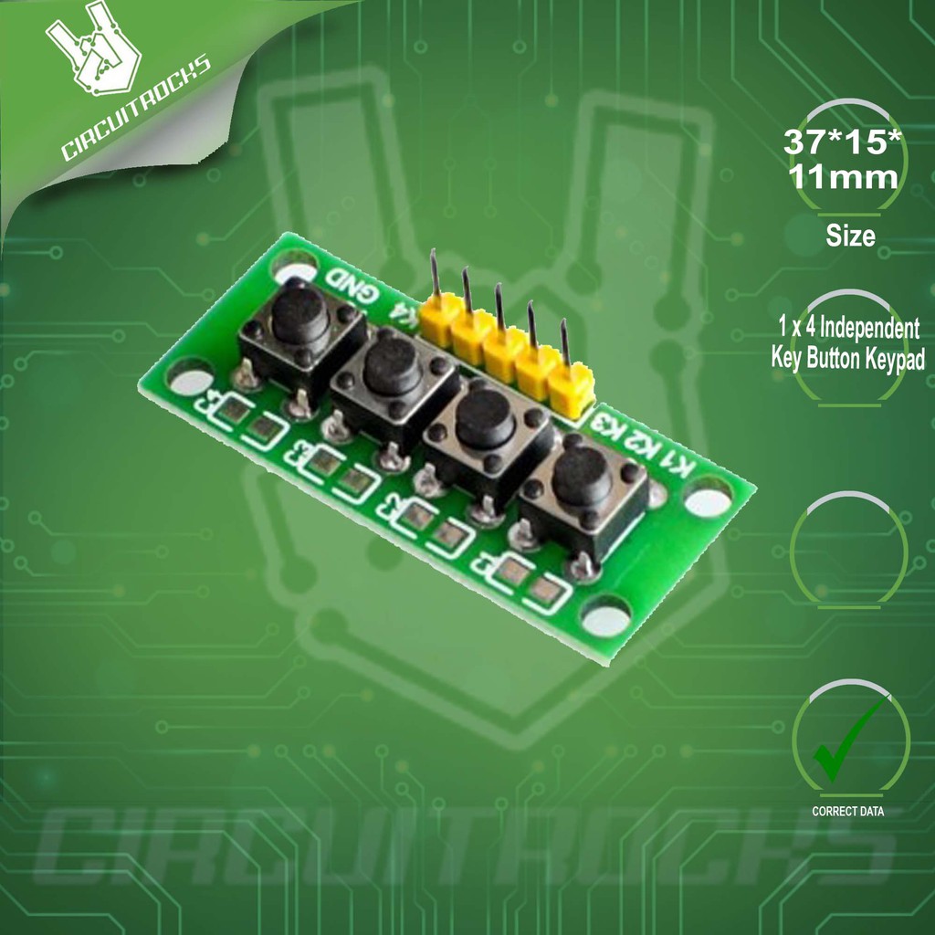 Diy Kit 1X4 4 Independent Key Button Keypad Keyboard Module Mcu For Arduino Student Class Design ...