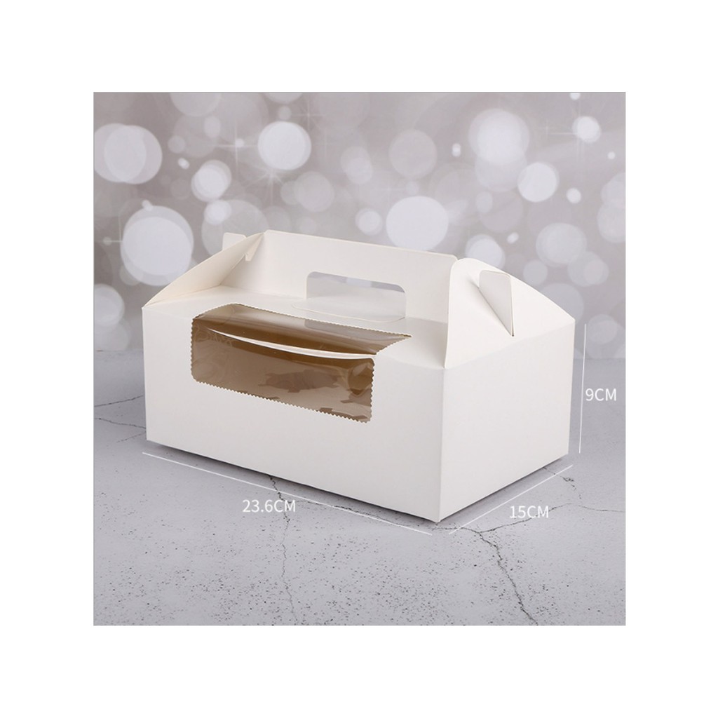 Cup cake pastry packaging box transparent window w/ handle and inner ...