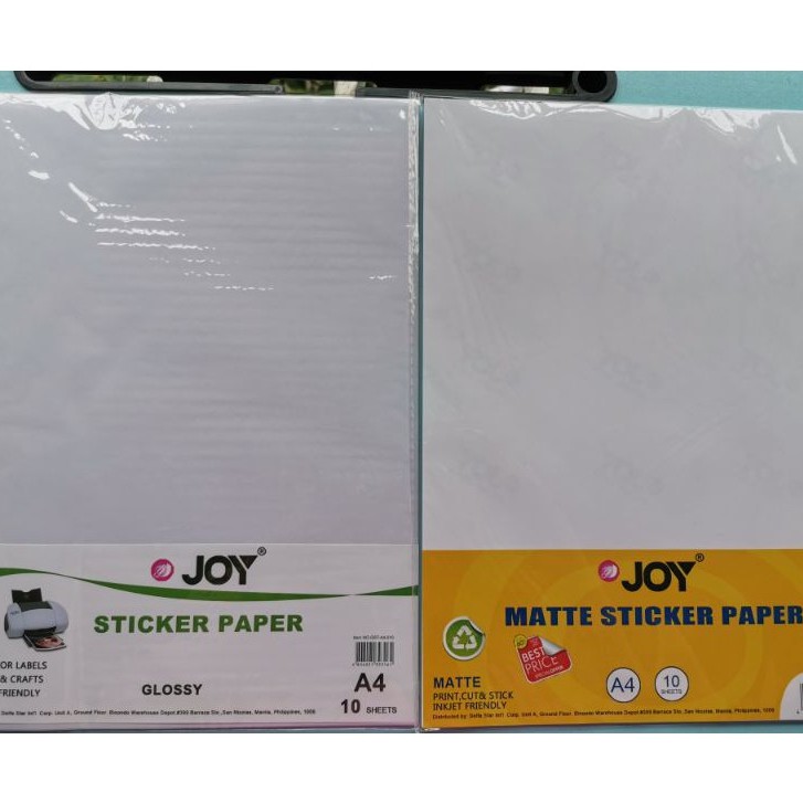 Joy Sticker Paper Glossy/Matte A4 10 sheets per pack | Shopee Philippines