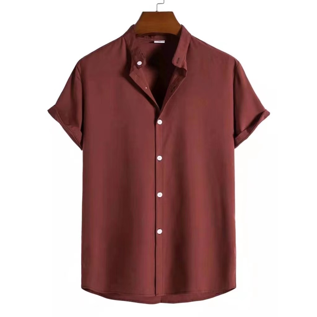 Chinese Collar Polo for Men Long/Short Sleeves Full Buttons Cotton ...