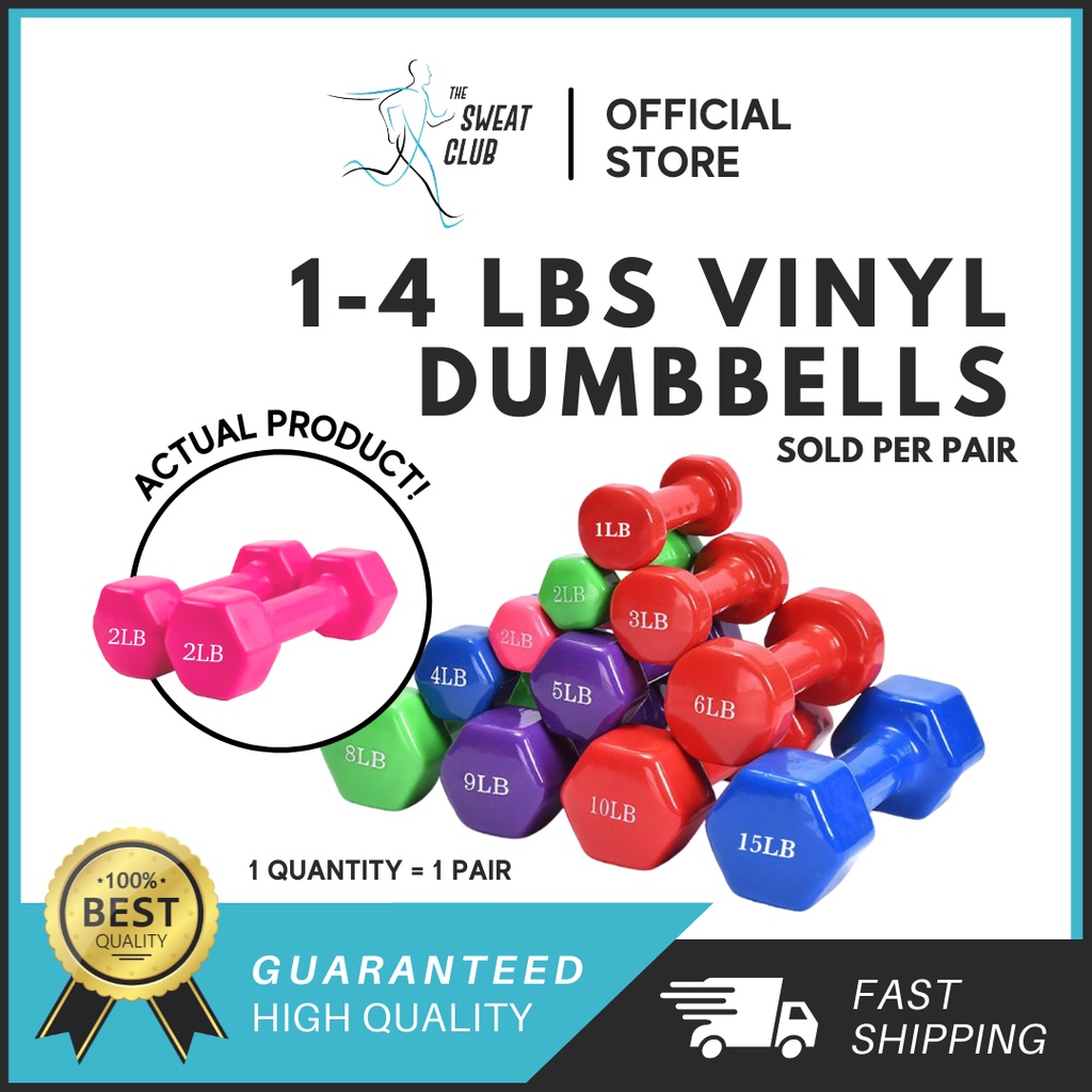 [1 PAIR/2PCS] 1-4 LBS Vinyl Dumbbell NO CHOOSING OF COLORS Weight ...
