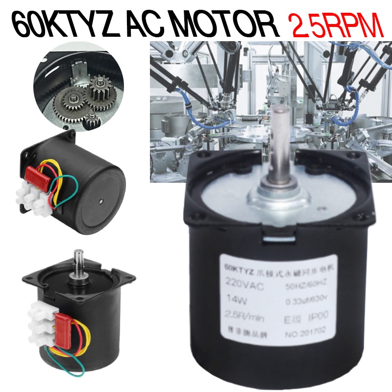 [Spot]New upgrade 60KTYZ Permanent Magnet Synchronous Motor AC 220V 14W Gear Motor 2.5rpm ...