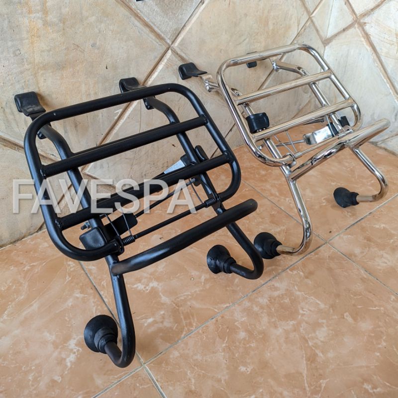 HITAM Classic CHROME & BLACK VESPA FRONT-RACK FRONT SHELF | Shopee ...