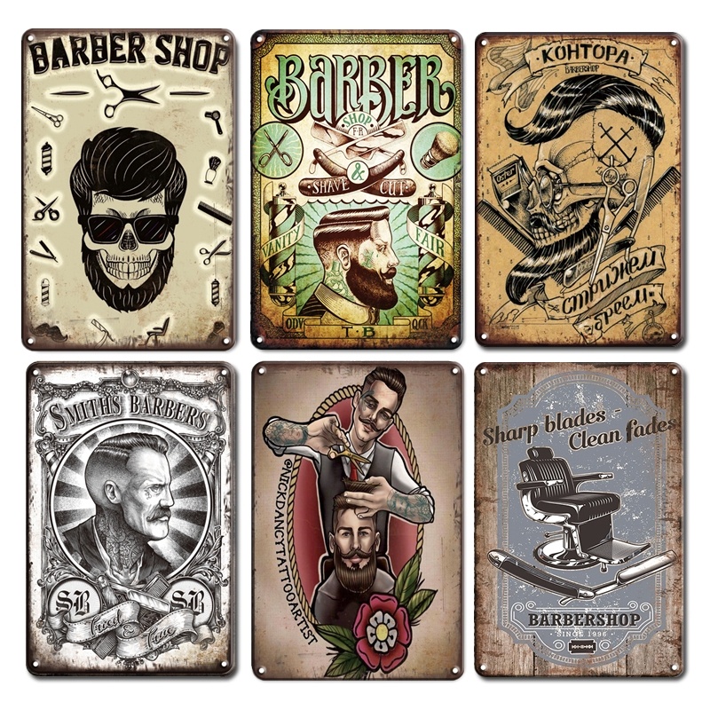 Classic Barber Metal Poster Tin Sign Vintage Barber Shop Wall ...