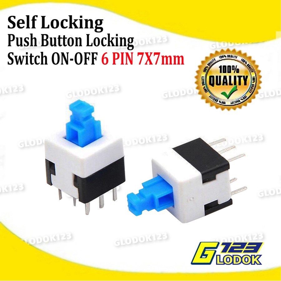 Push Button On Off Switch Self Lock 6-Pin Foot Push Switch 7 x 7mm ...