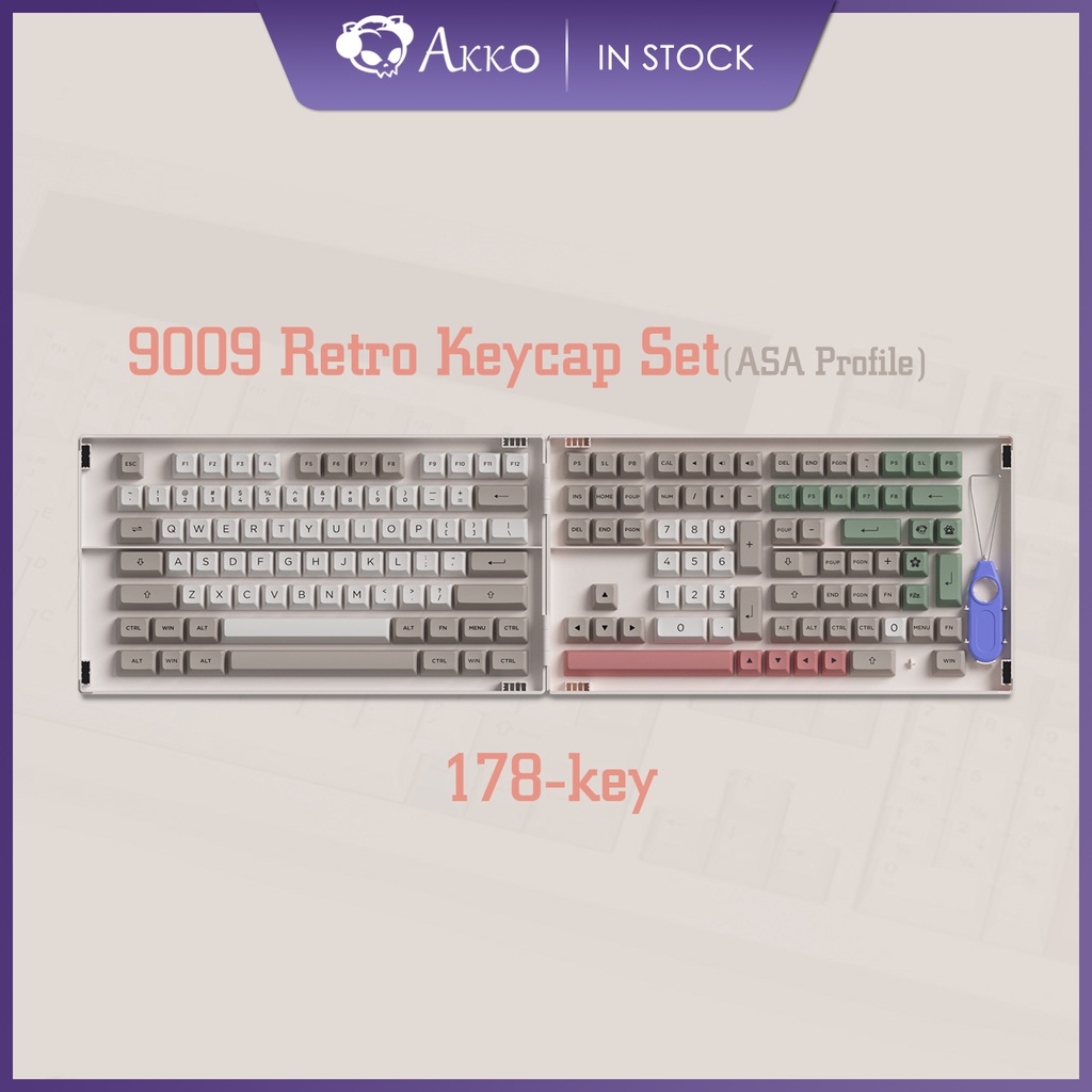 Akko 9009 Retro Keycap Set, Cherry Profile Doubleshot PBT Full Keyset ...