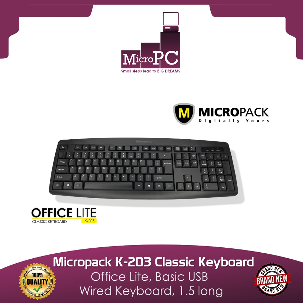 Micropack K-203 Classic Keyboard , Office Lite, Basic USB Wired ...