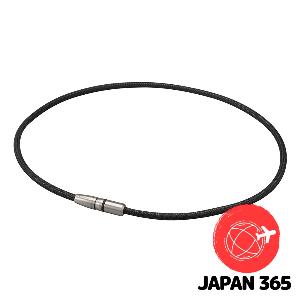 Phiten Necklace RAKUWA Magnetic Titanium Necklace BULLET Black/Black ...