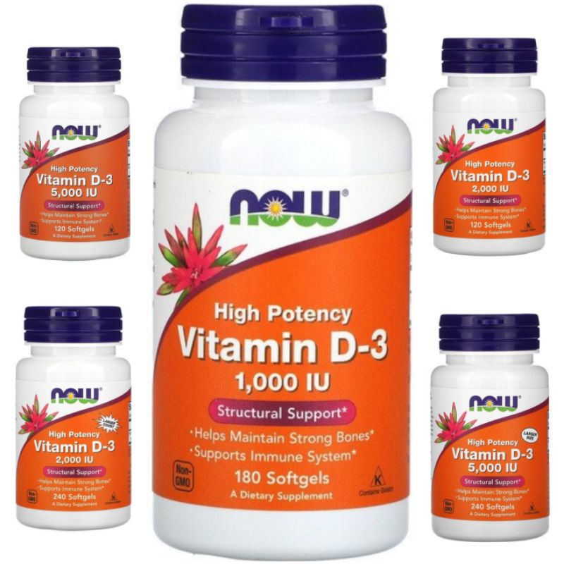 NOW Vitamin D3 1000IU, 2000 IU or 5000 IU, 120 to 240 Softgels | Shopee Philippines
