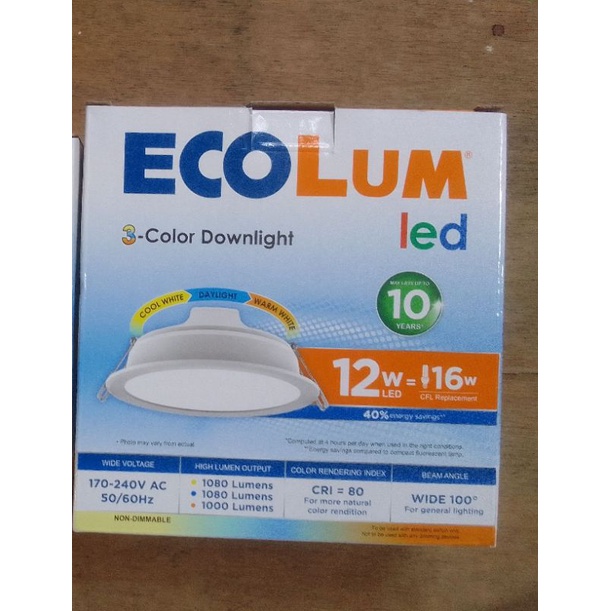 ECOLUM LED 3 COLOR TRICOLOR DOWNLIGHT 7W,9W, 12W DAYLIGHT,WARM WHITE ...