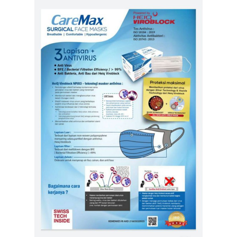 Caremax Surgical Heiq Viroblock Mask | Caremax | Shopee Philippines