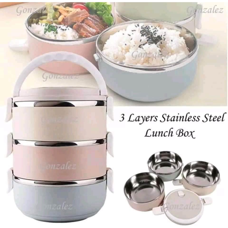 Portable Three Layers Stainless Steel Lunch Box Stackable Lunch Box ...
