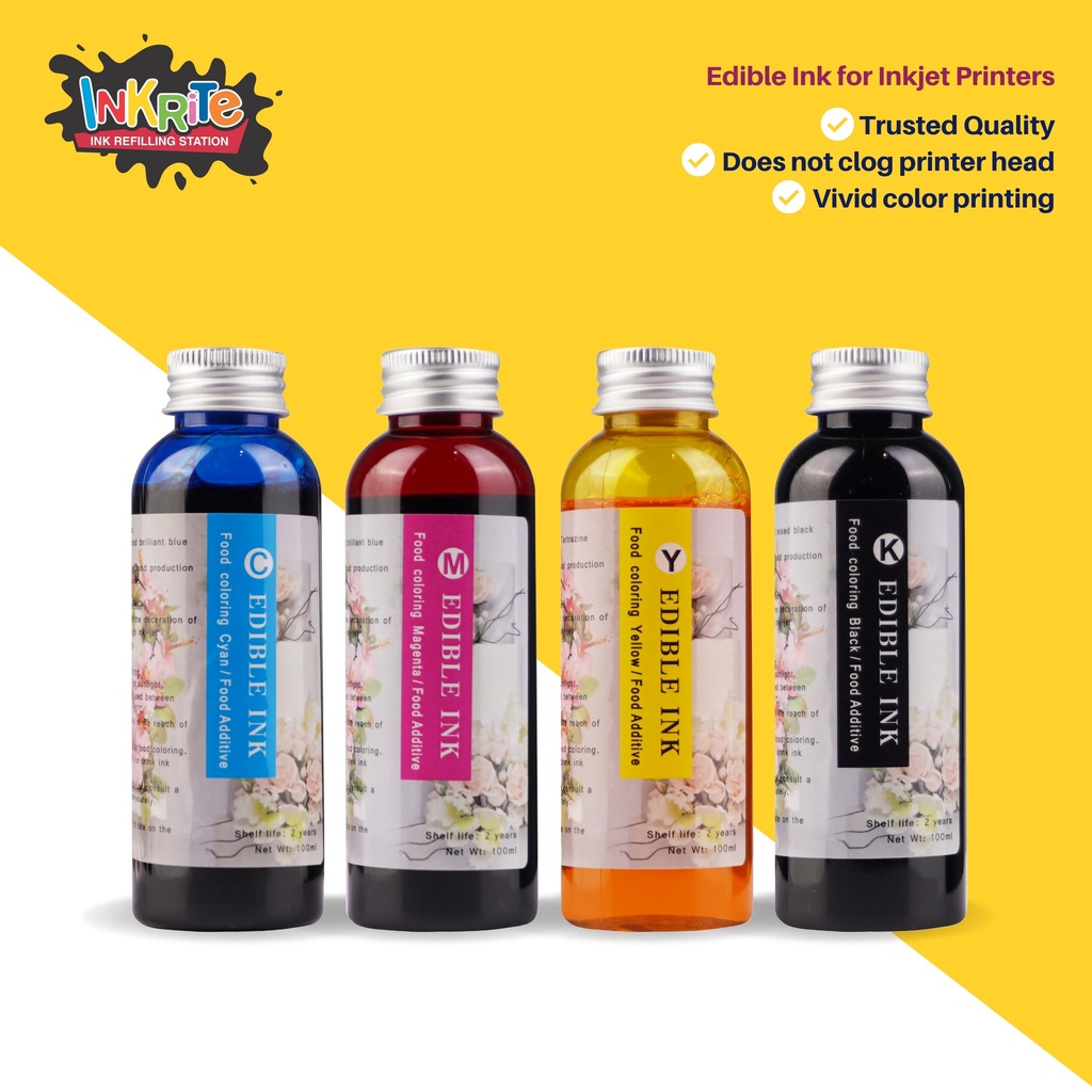 Inkrite Edible Ink for Inkjet Printers with Syringe Needle, 100 ml ...