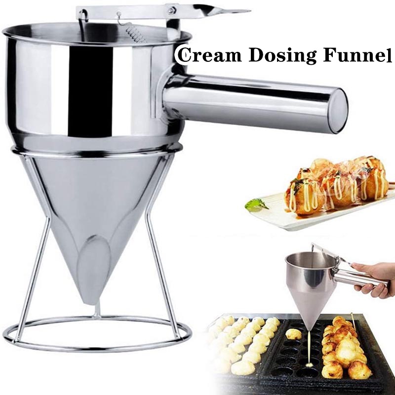 Stainless Steel Piston Funnel with Stand Pancake Batter Dispenser ...