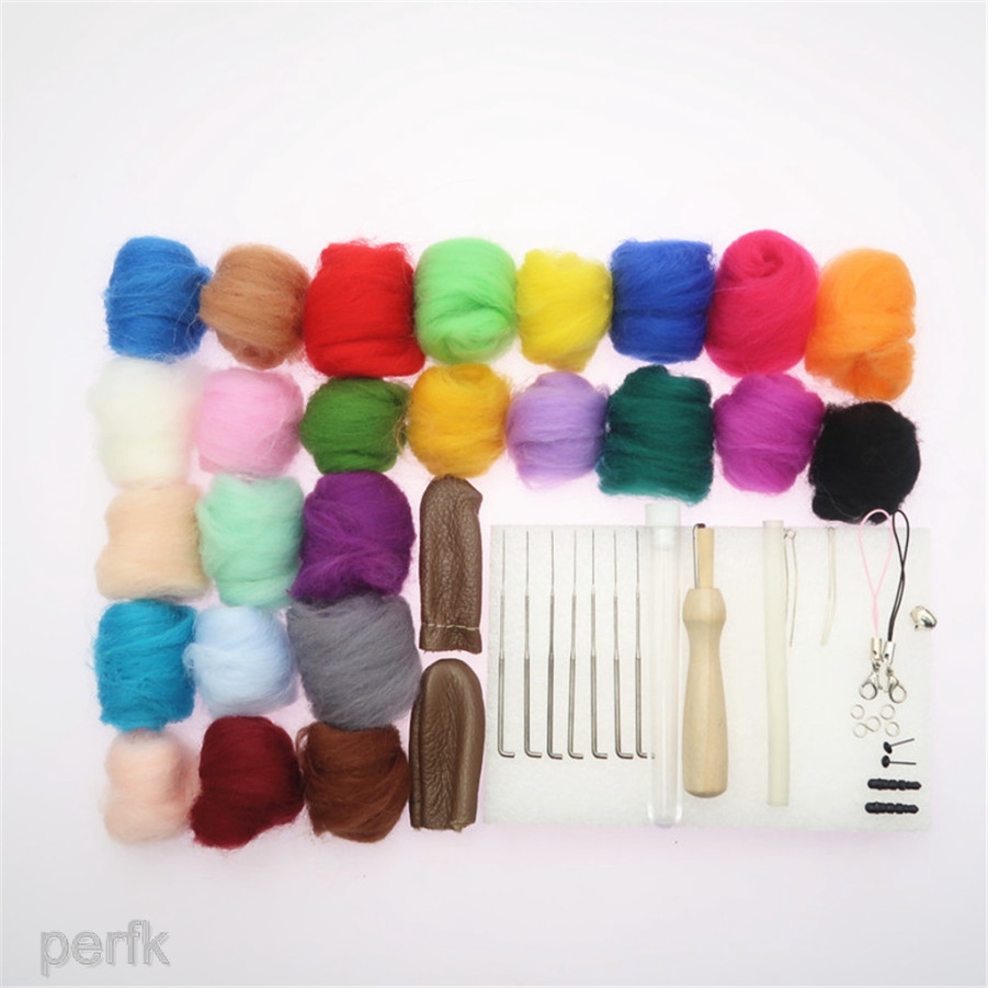1 Set Felting with 25 Colors Wool Roving DIY Hand Crafts | Shopee ...