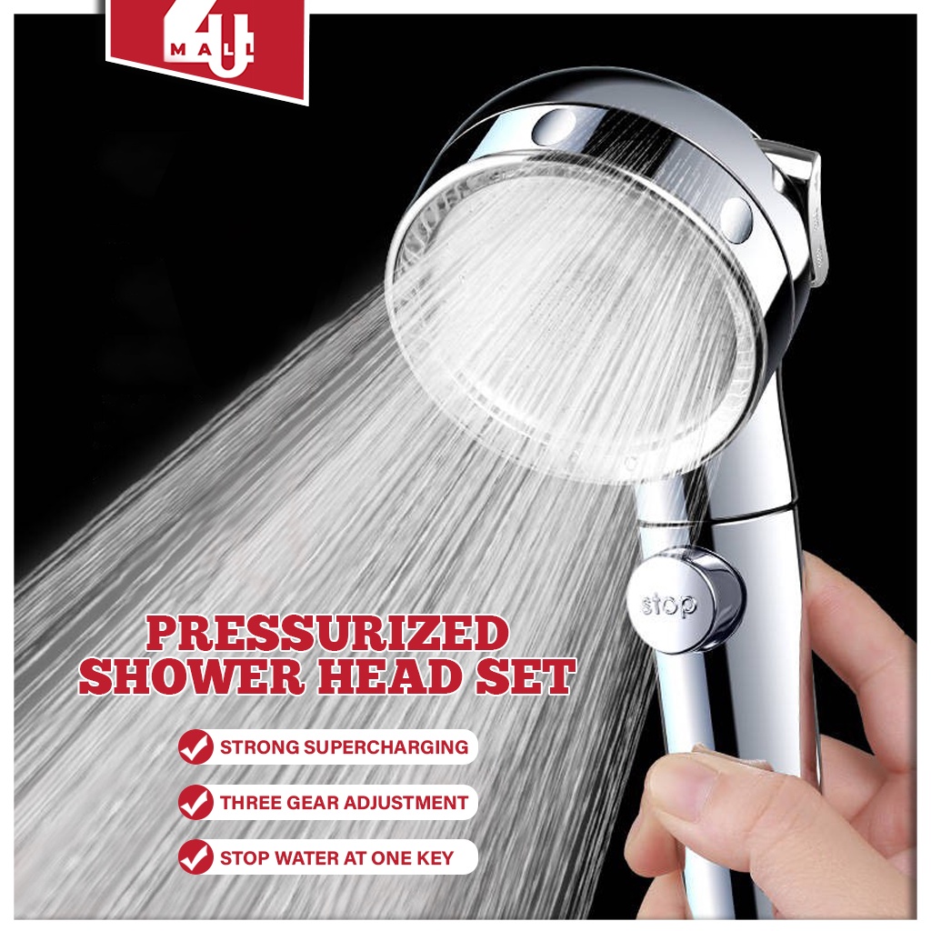 Pressurized Hand-held Bathroom Bracket Shower Shower Head Set One-key ...