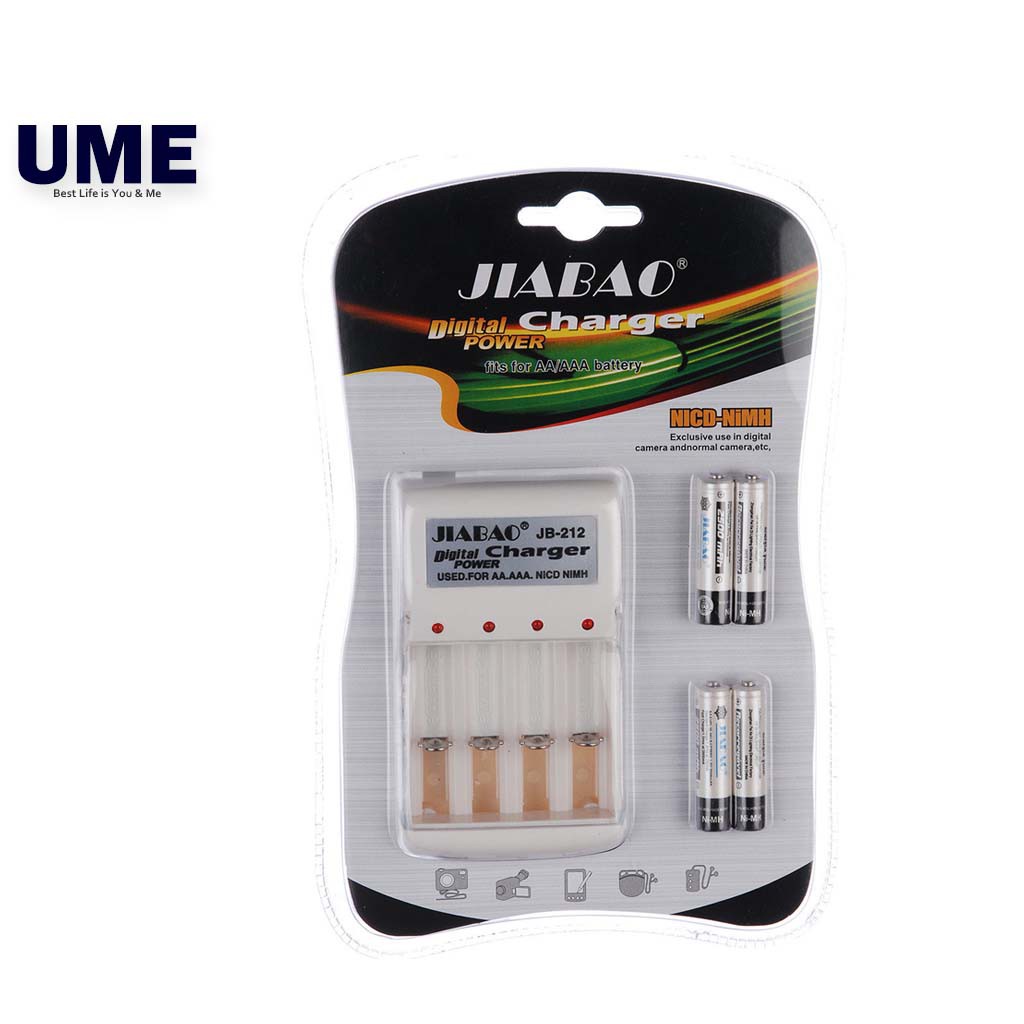 Jiabao JB-212 Charger with 4pcs 2A/3A Rechargeable Battery AA/AAA ...