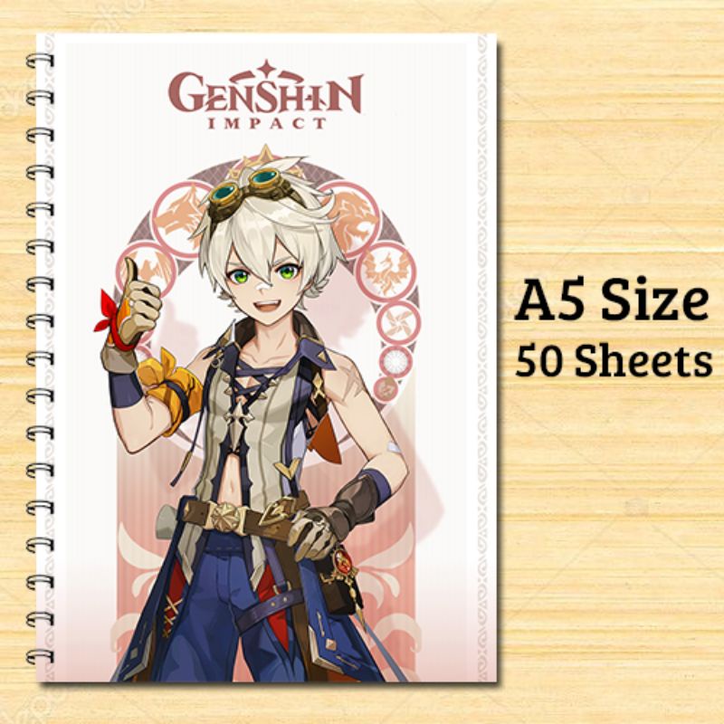 A5 Size Genshin Impact Notebook Pyro Element Stationary Journal Notes ...