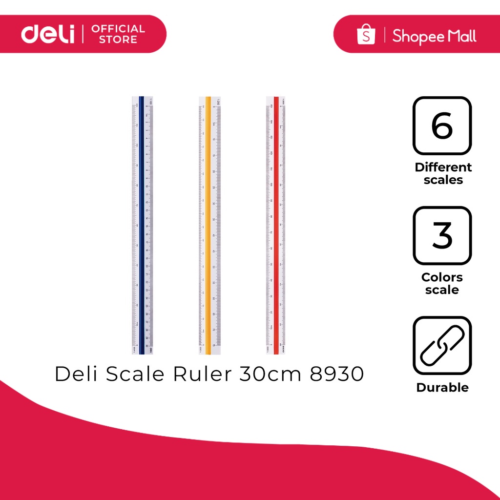 Deli 8930 Scale Ruler 30cm (1PC) [75258930] | Shopee Philippines