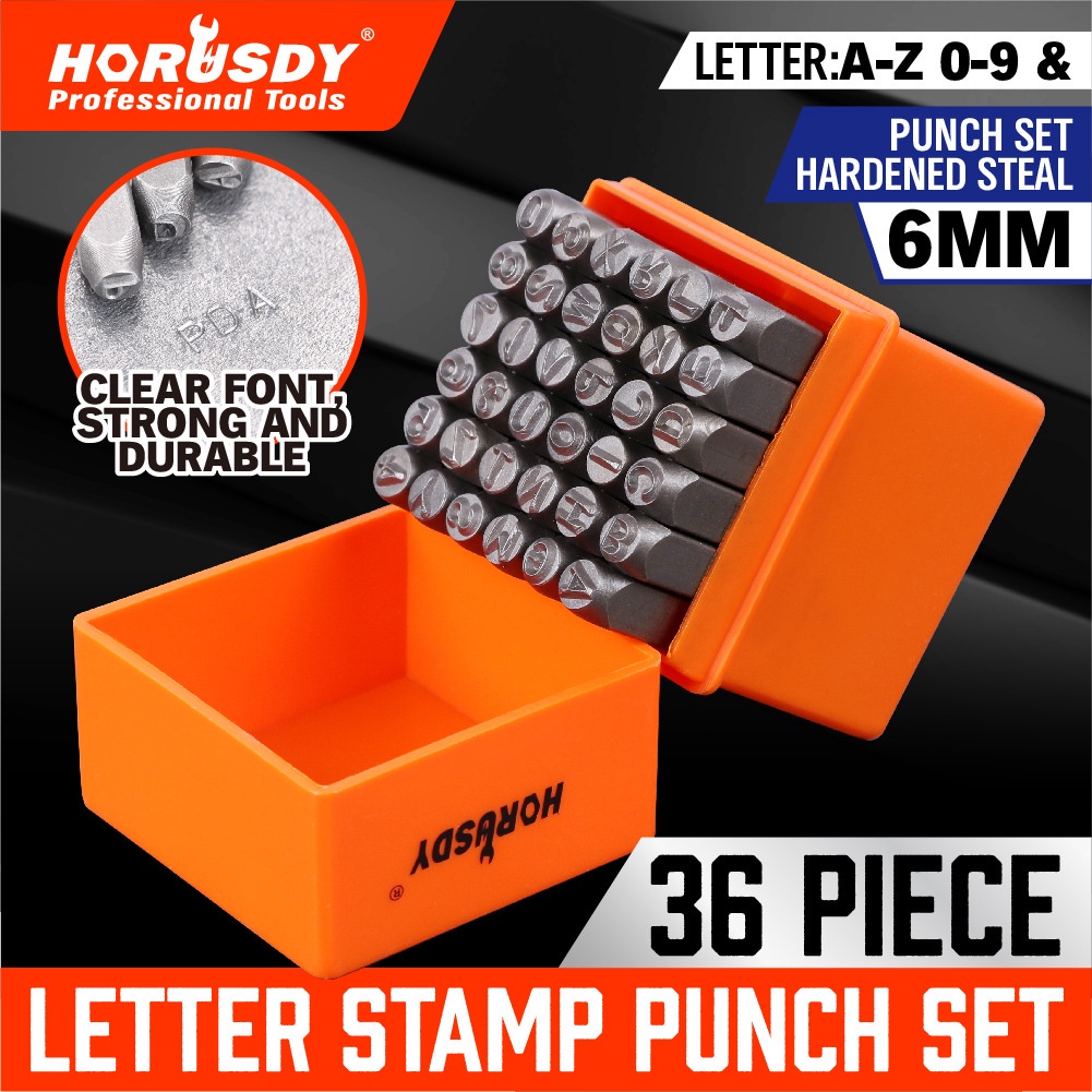 36/37pcs Letter and Number Punch Set Hardened Steel Metal Hollow Punch ...
