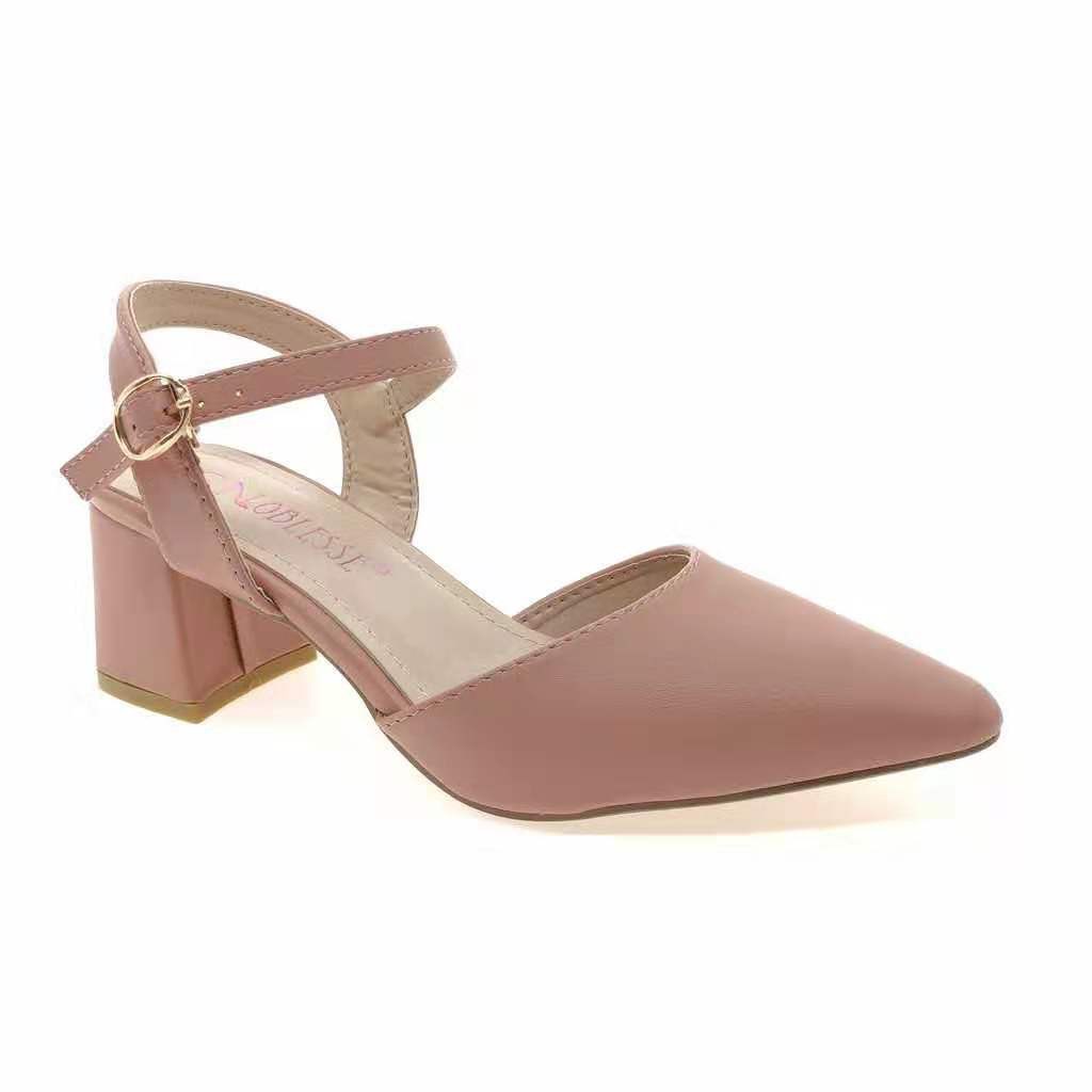 New Pointed Toe Thick Sandals Leather Low Heel Casual Women Shoes ...