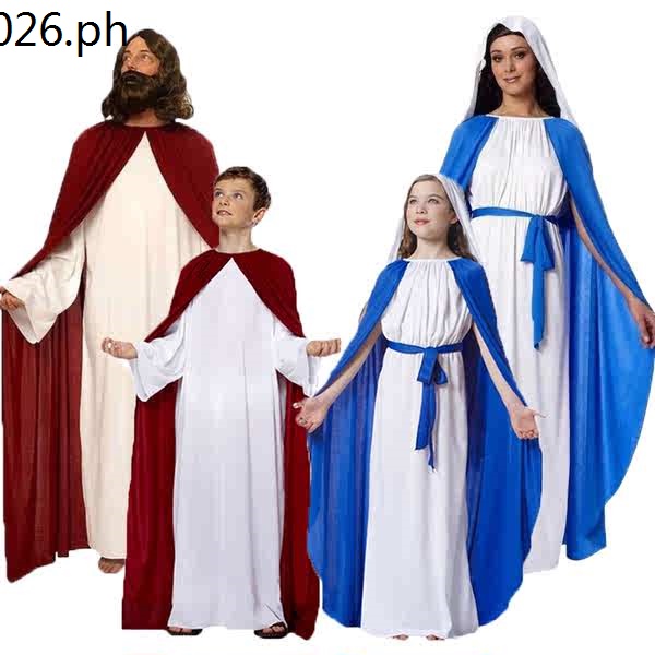Halloween Jesus Beard Wig Easter Adult Female COS Virgin Mary Robe ...