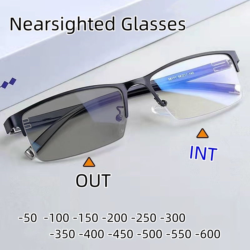 4 In 1 Myopia Glasses, UV400 Blue Light Blocking Glasses Metal Business ...