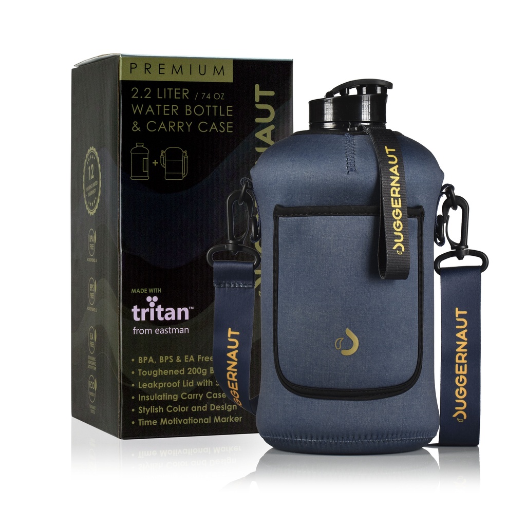 Juggernaut Bottle with Carry Case - 2.2L Half Gallon Water Bottle and ...