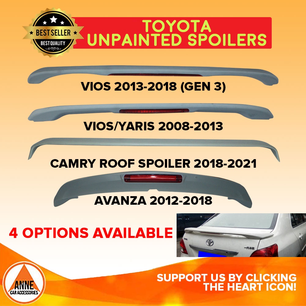 High Quality Unpainted Spoiler for Vios Gen 2 Gen 3 / Yaris / Toyota ...