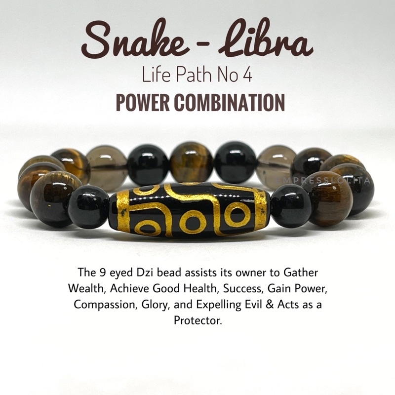 SNAKE-LIBRA (Life Path No.4) Power Combination Crystal Charm Bracelet ...