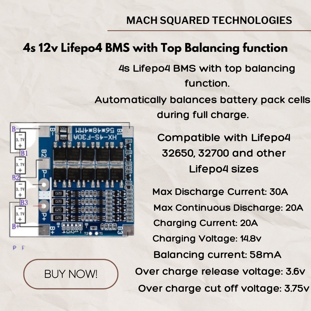 4s 12v Lifepo4 BMS with Top Balancing function | Shopee Philippines