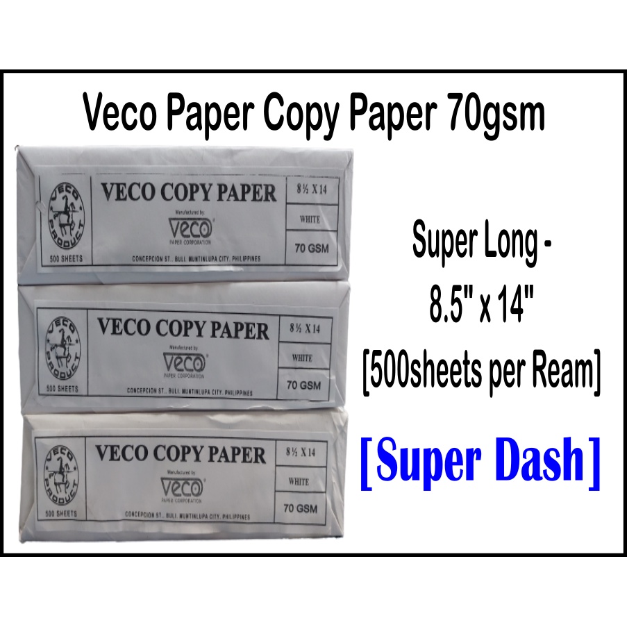 Veco Paper Copy Paper - Super Long 8.5"x14" 70gsm Sub 20 Bond Paper ...