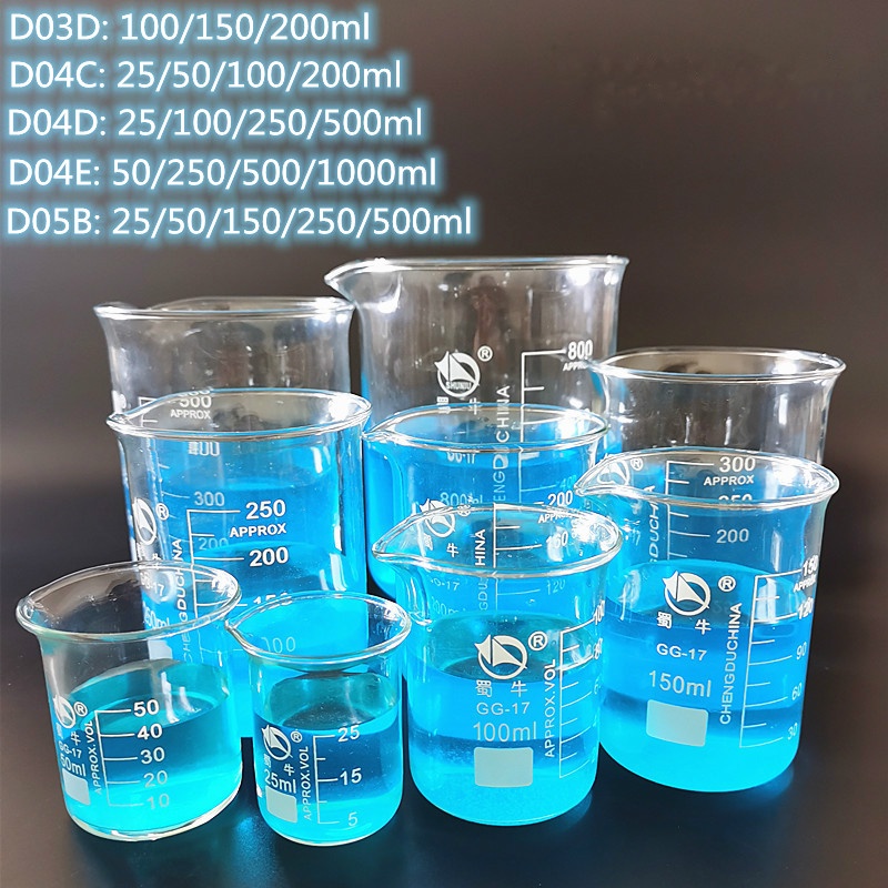 All Sizes 1Set Lab Borosilicate Glass Beaker Heat-resist Scaled ...